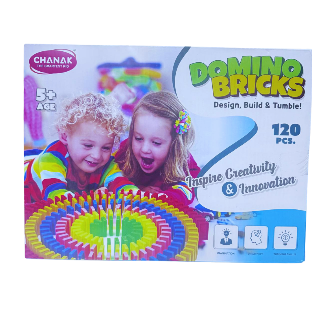 Domino Bricks Set for Kids – 120 Colorful Plastic Pieces | Safe Indoor ...